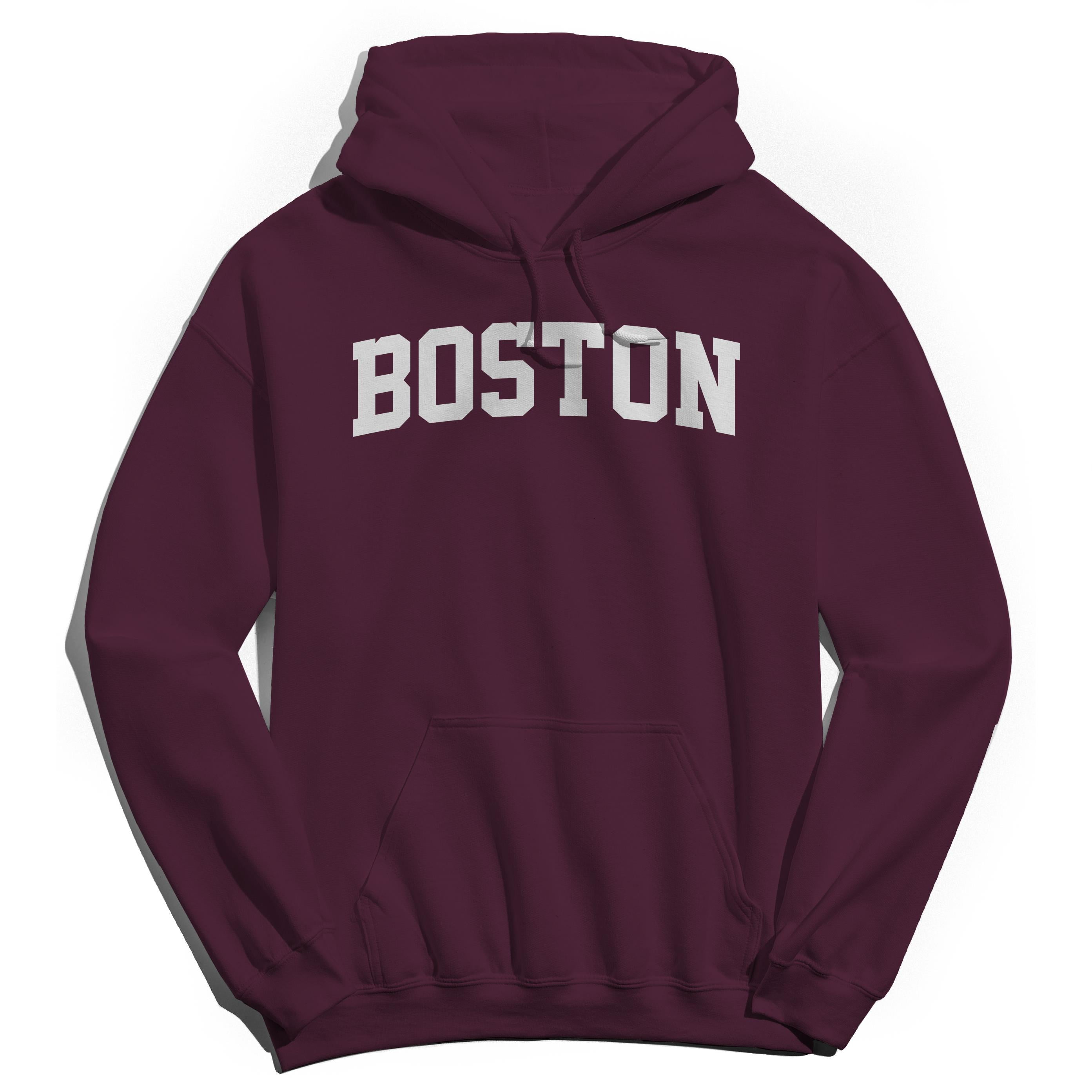 Boston Graphic Maroon Men's Cotton Pullover Hoodie - Walmart.com