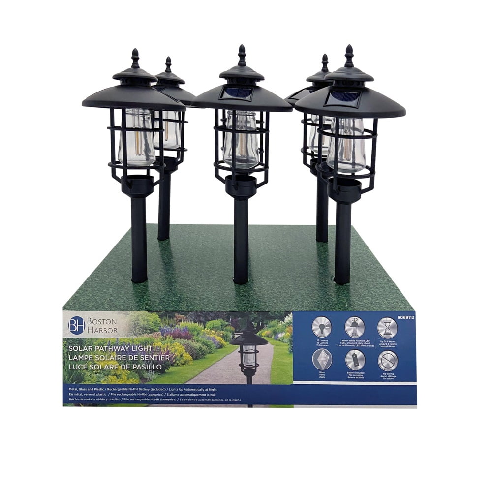 Boston Harbor 26074 Solar Stake Light With LED Filament, Black ...