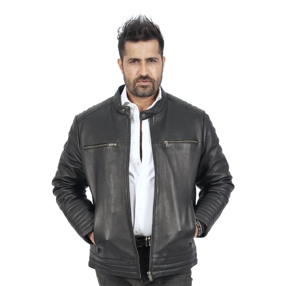 Boston Harbour Dave Casual Classic Mens Real Leather Jacket - Black ...
