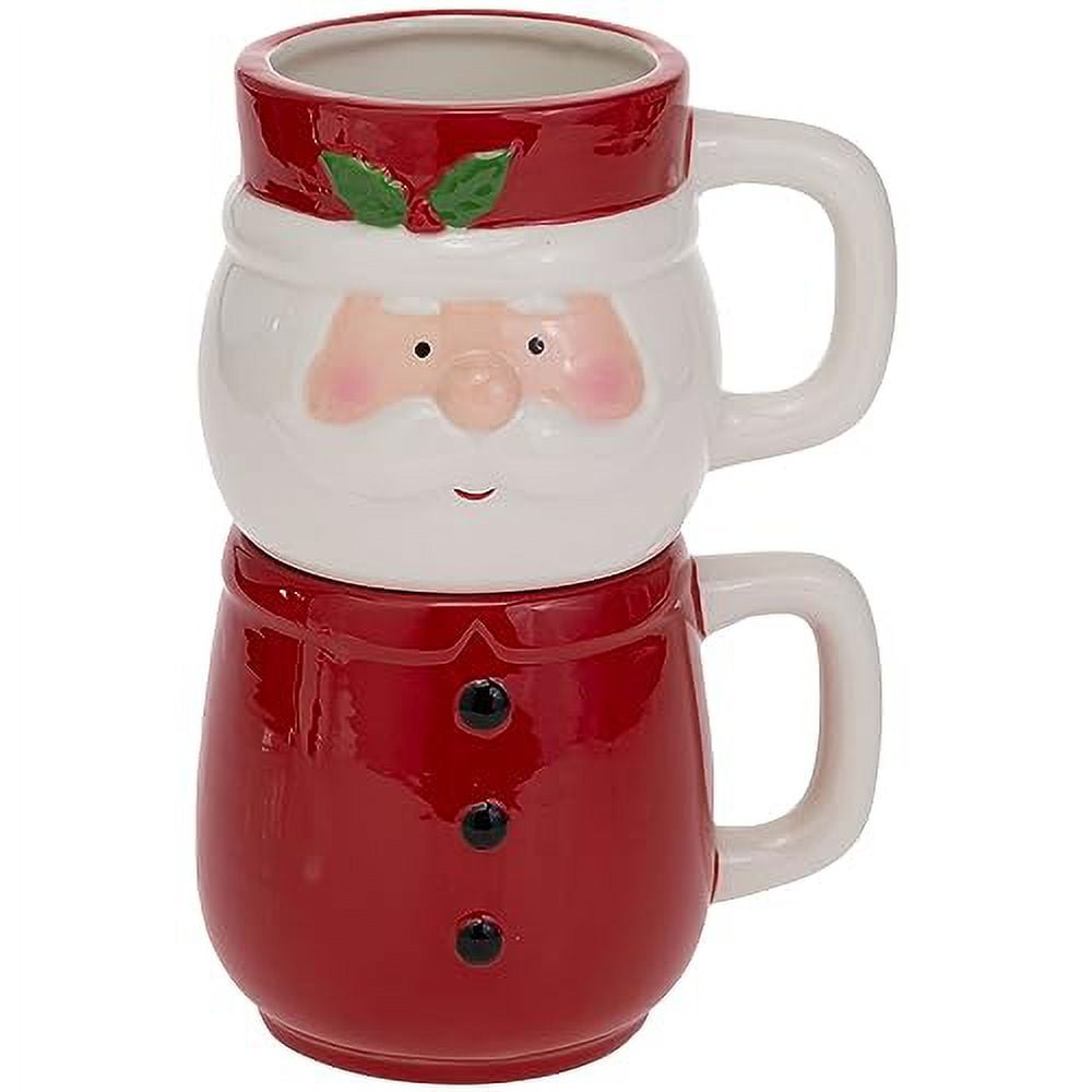 Boston International - 14oz. Ceramic Mug Stack - Festive Santa Duo ...