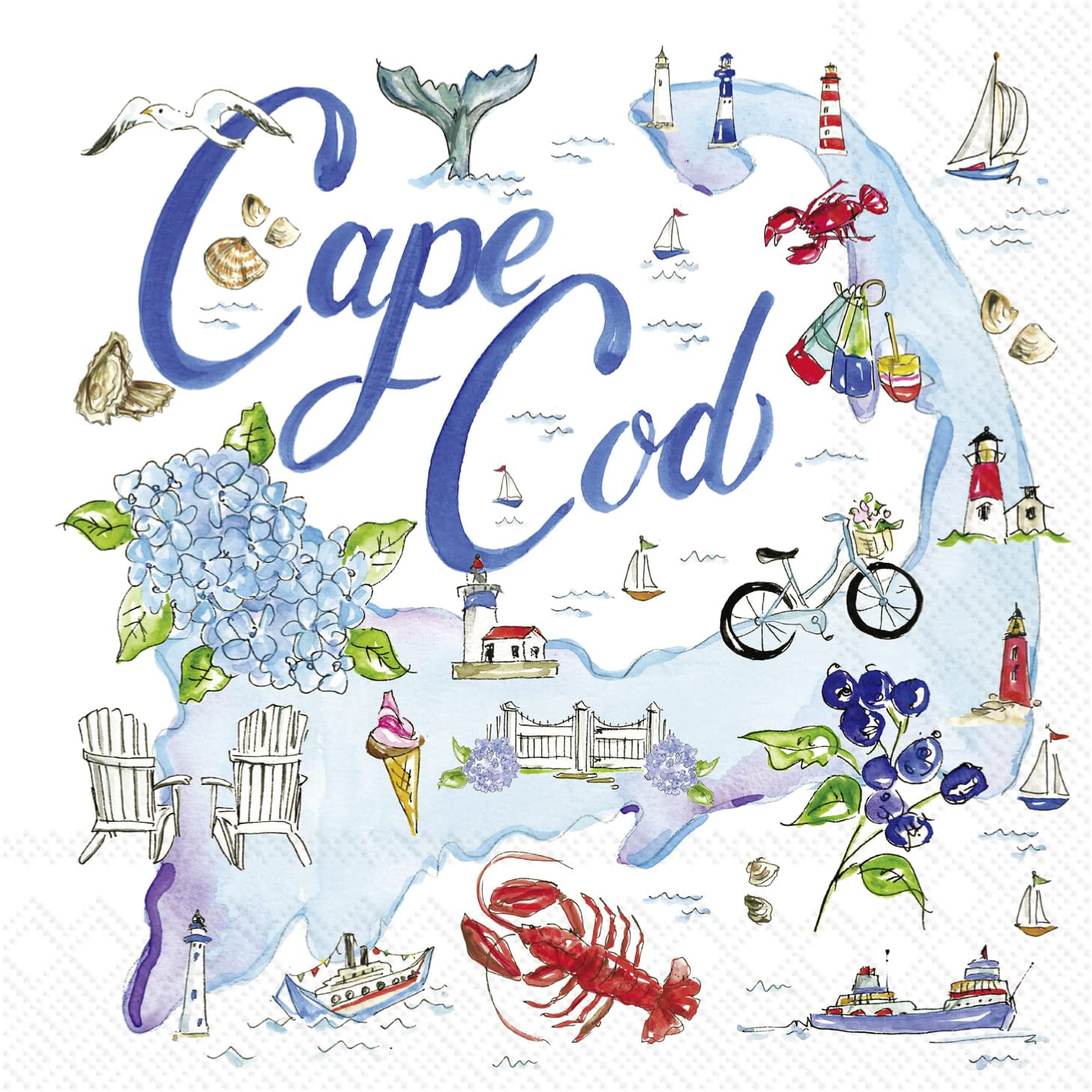Boston International - 3-Ply 5" Cocktail Napkins - Cape Cod - Walmart.com