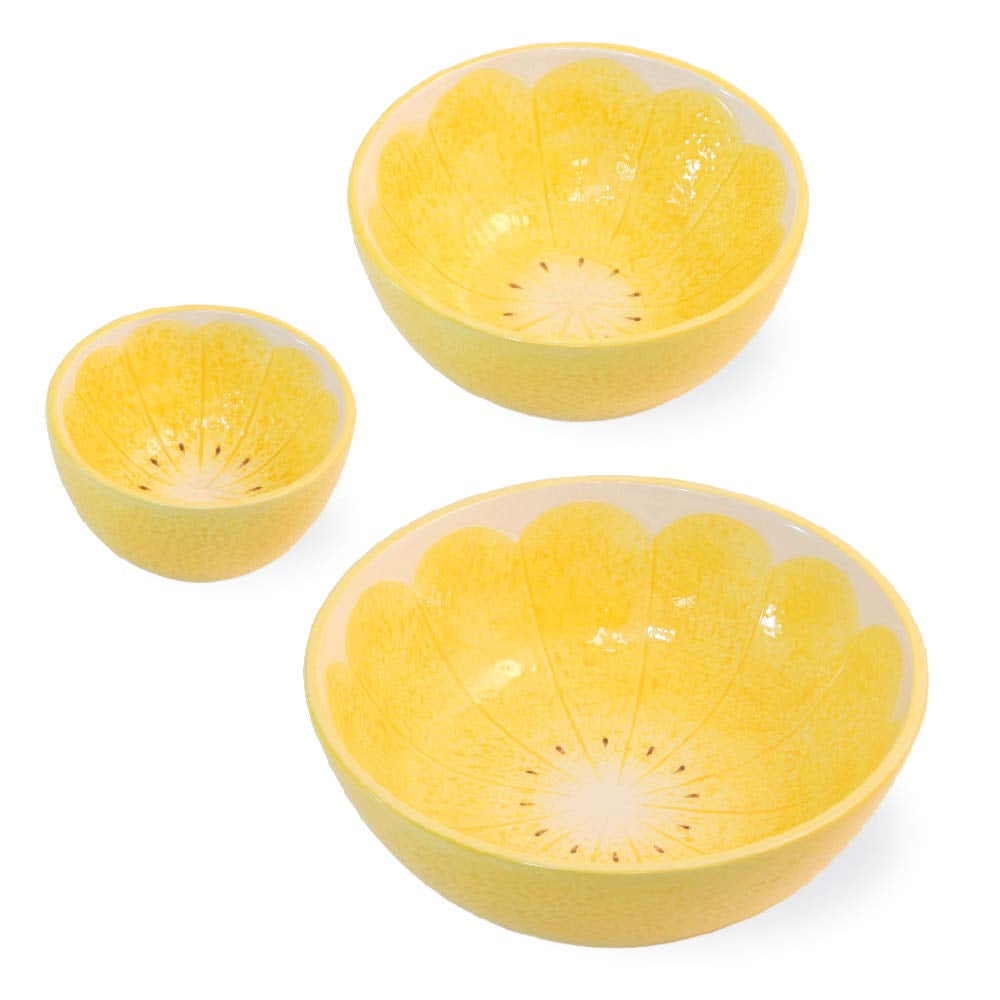 Boston International Ceramic Nesting Bowls, Set of 3, Lemon Drop ...