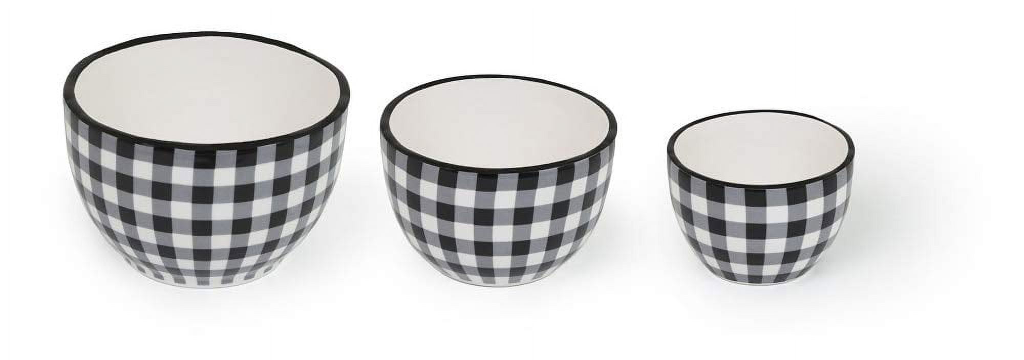 Boston International Ceramic Nesting Prep Bowls, 3 Sizes, Black & White ...