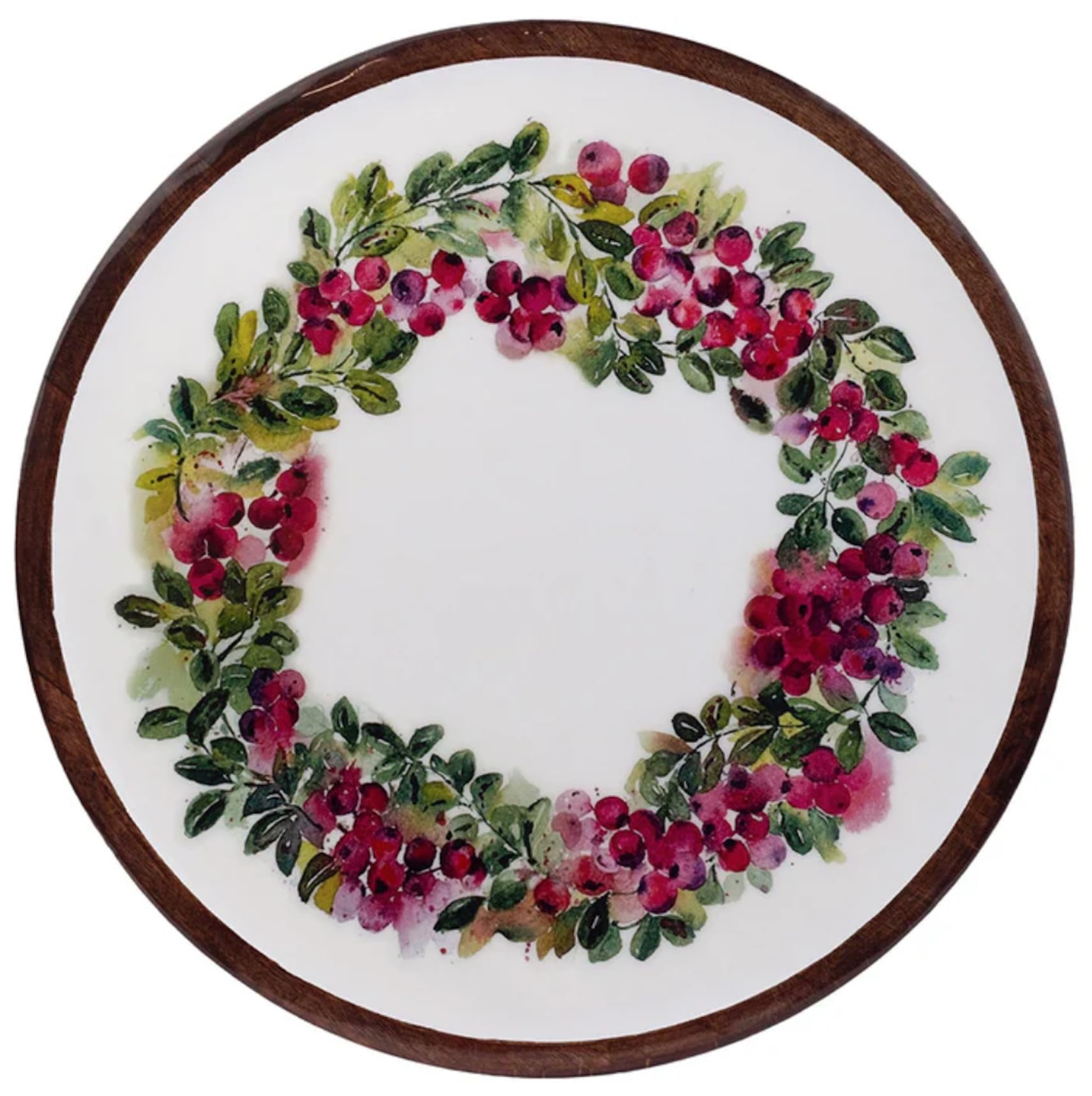 Boston International Lazy Susan Wood and Enamel Spinnable Tabletop ...