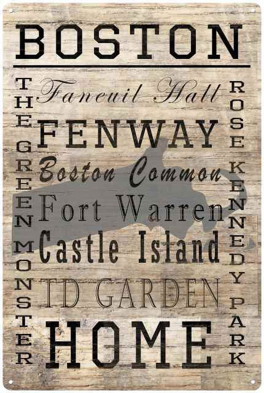 Boston MA Landmarks Woodgrain Look Metal Sign 12x18 2180008100 ...