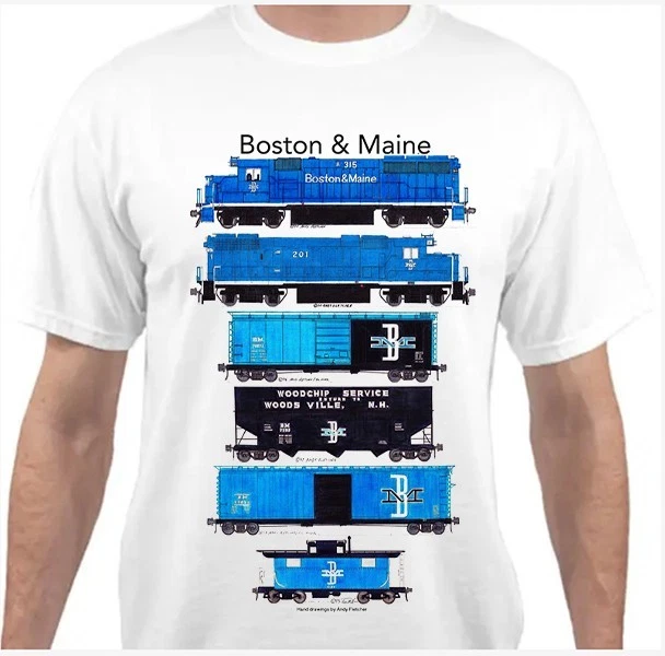 Boston & Maine Freight Train Railroad T-Shirt by Andy Fletcher ...