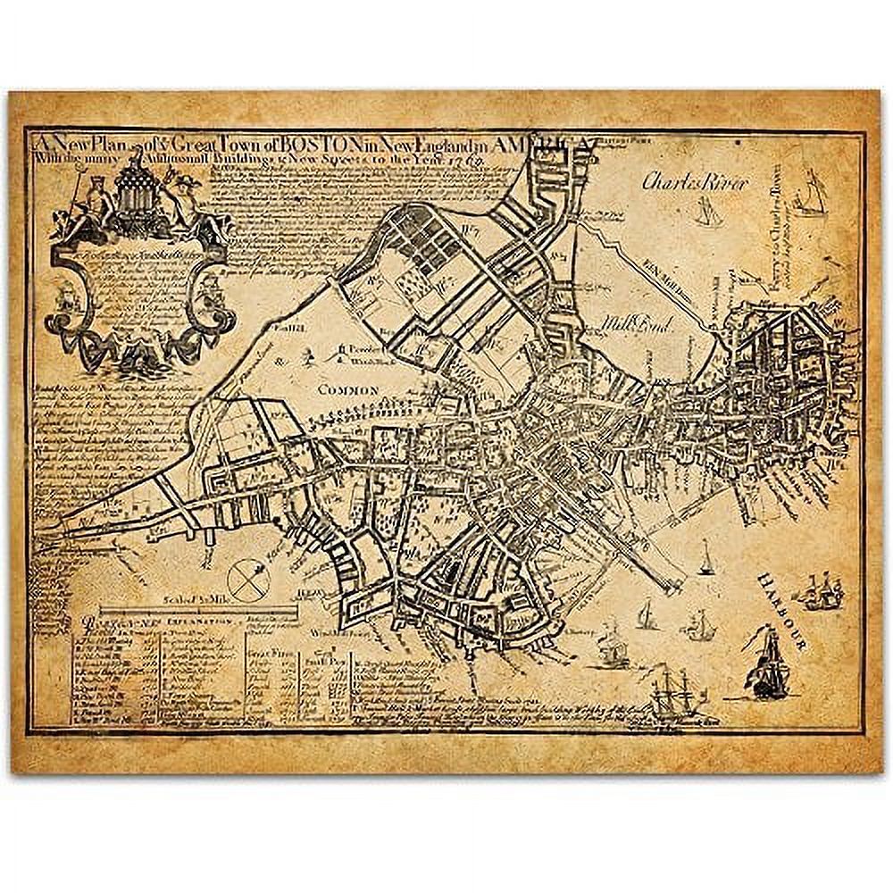 Boston Map 1769 Art Print - 11x14 Unframed Art Print - Great Vintage ...