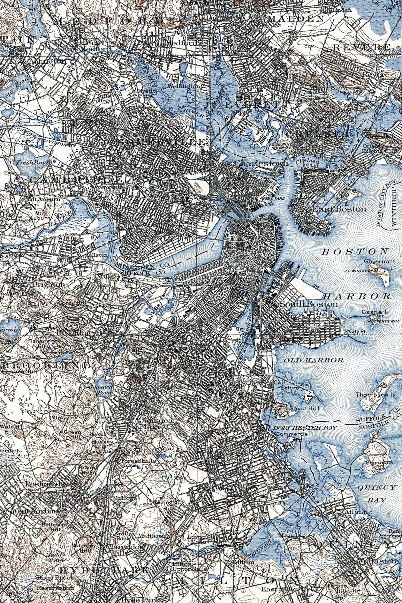 Art.com Boston Map, 1903 Giclee Print, 12" x 18" - Walmart.com