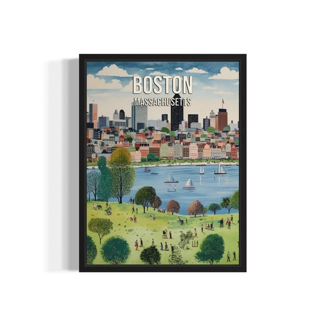 Boston Massachusetts City Skyline Art Print Poster City Wall Art ...