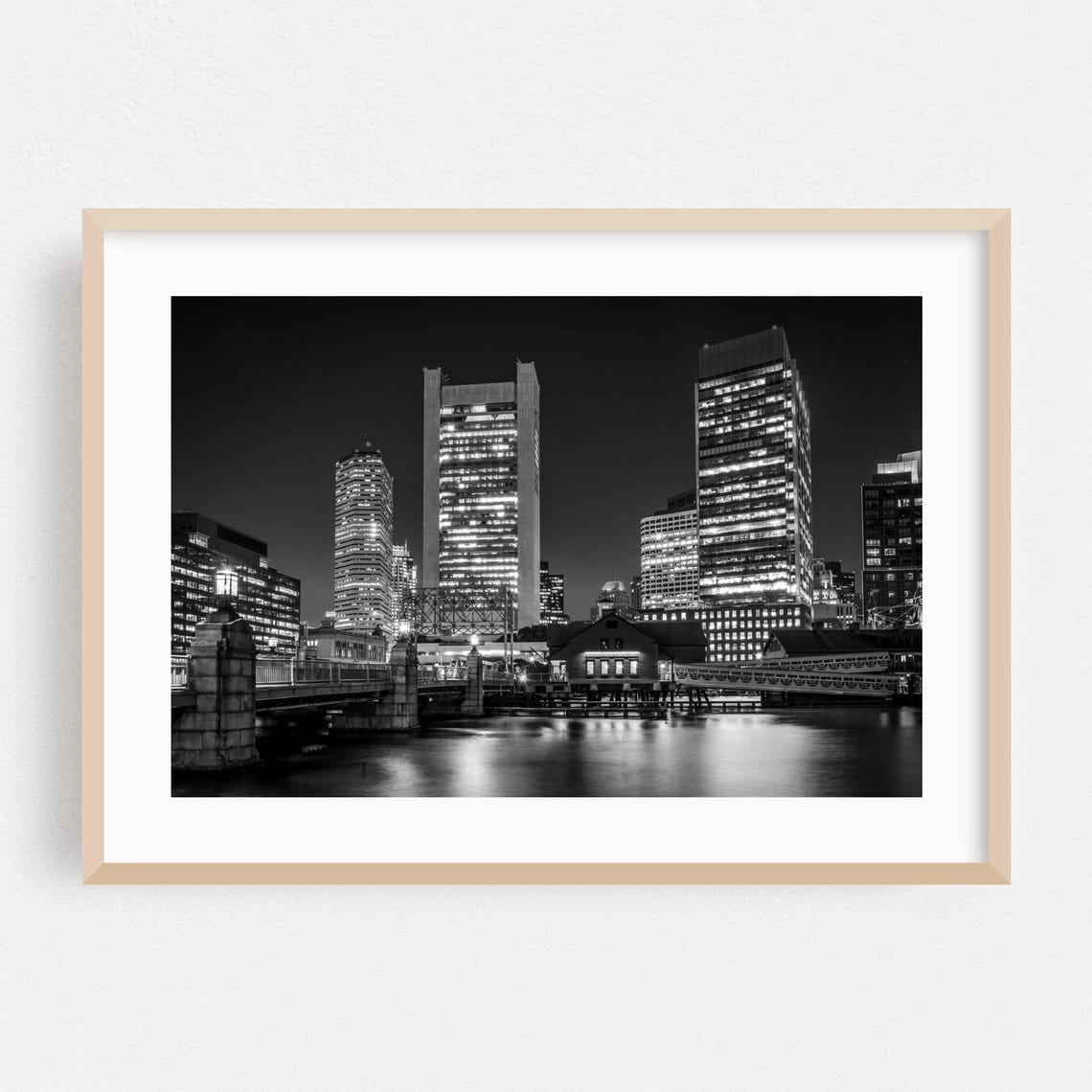 Boston Massachusetts Cityscape Black White Skyline Nightlife Fine ...