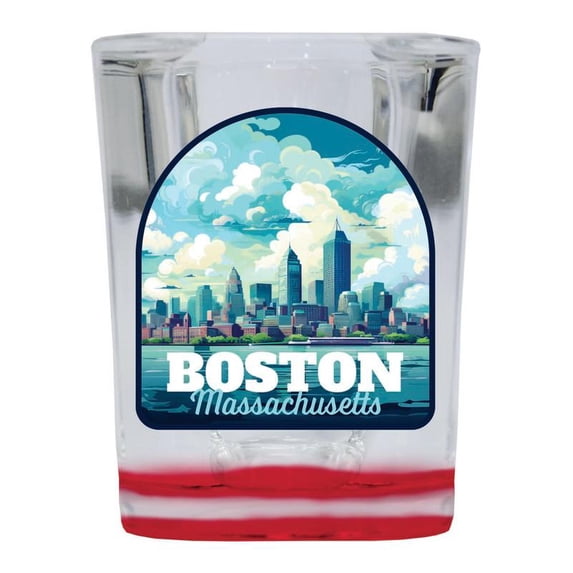 Boston Massachusetts Design A Souvenir 2 oz Square Shot Glass Red ...