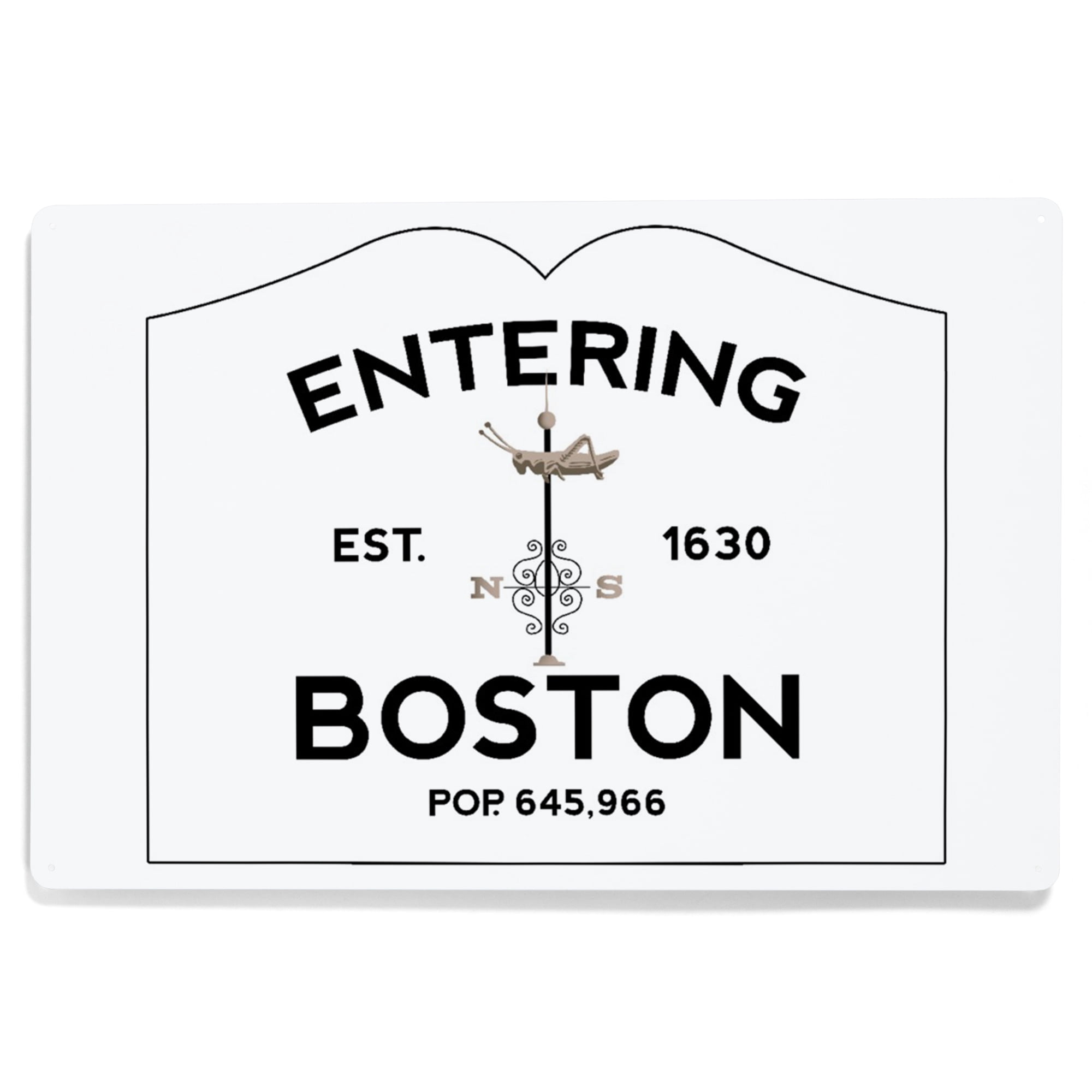 Boston, Massachusetts, Entering Boston, Weather Vane (12x18 Aluminum ...