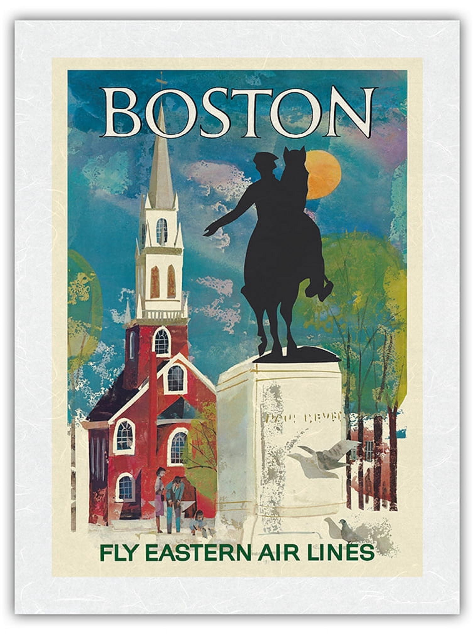 Boston Massachusetts - Fly Eastern Air Lines - Paul Revere Statue and ...