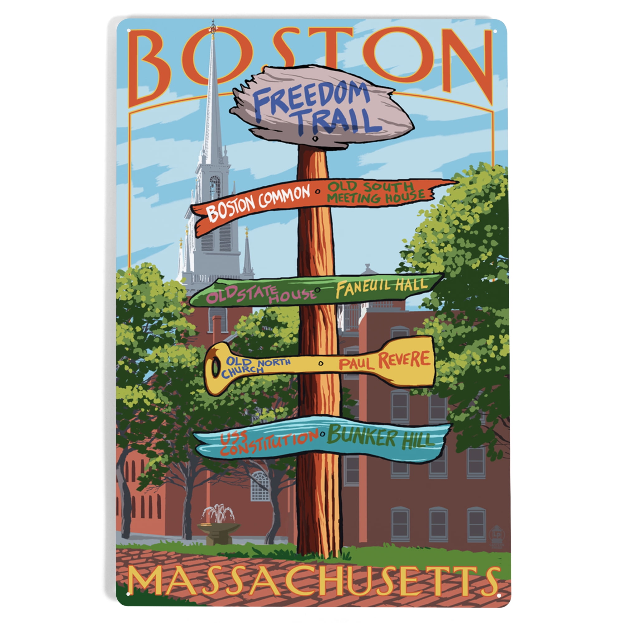 Boston, Massachusetts, Freedom Trail Sign Destinations (12x18 Aluminum ...