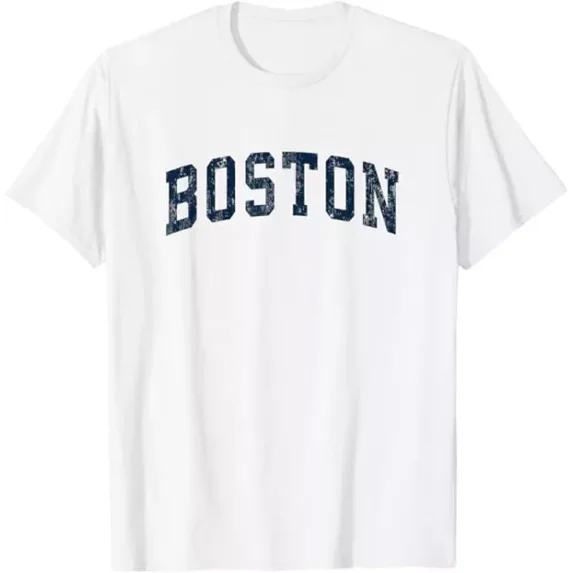 Boston Massachusetts Ma Vintage Sports Design Navy Design T-Shirt S-5XL ...