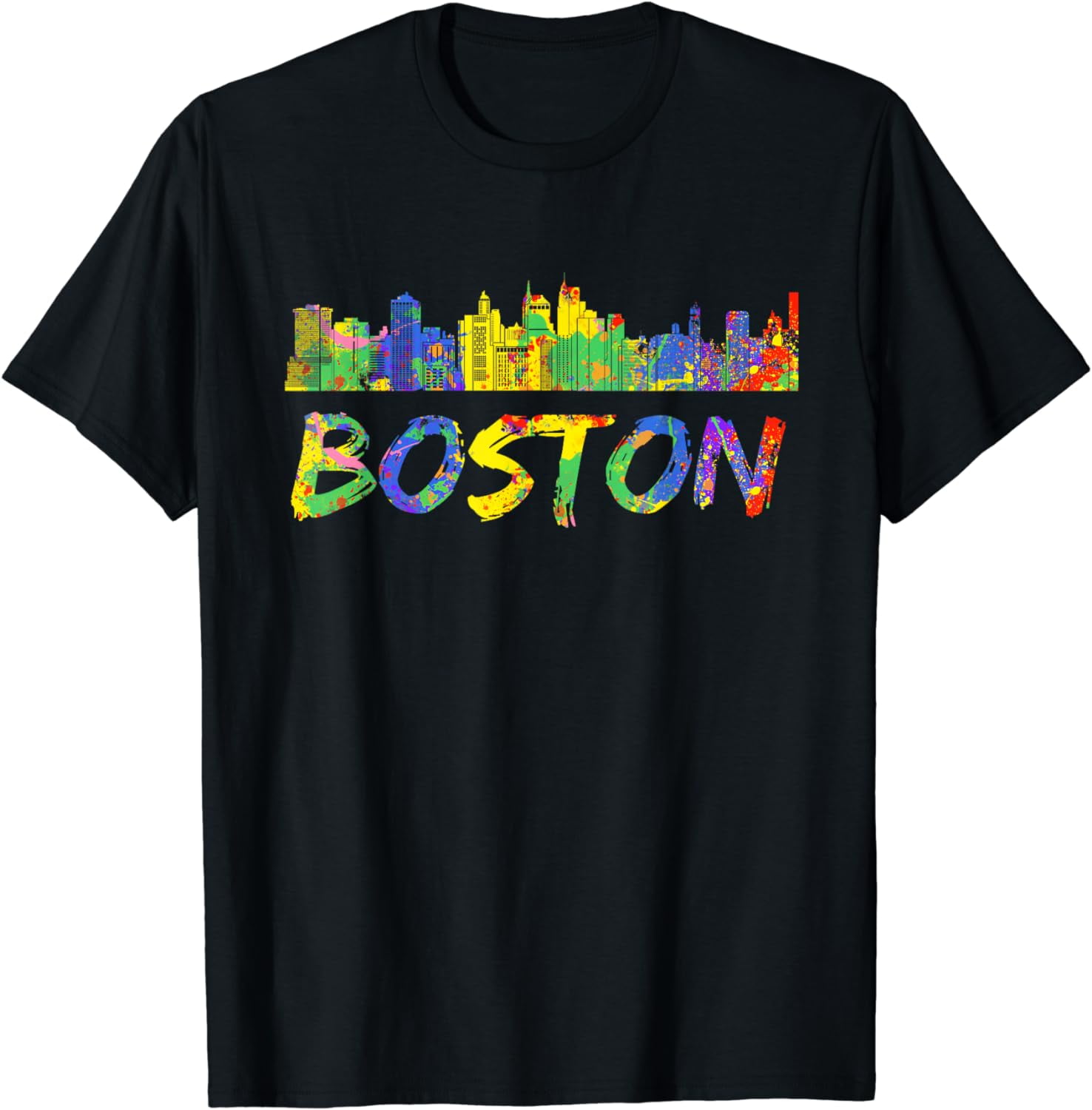 Boston Massachusetts Shirt Skyline Paint Vintage T-Shirt - Walmart.com