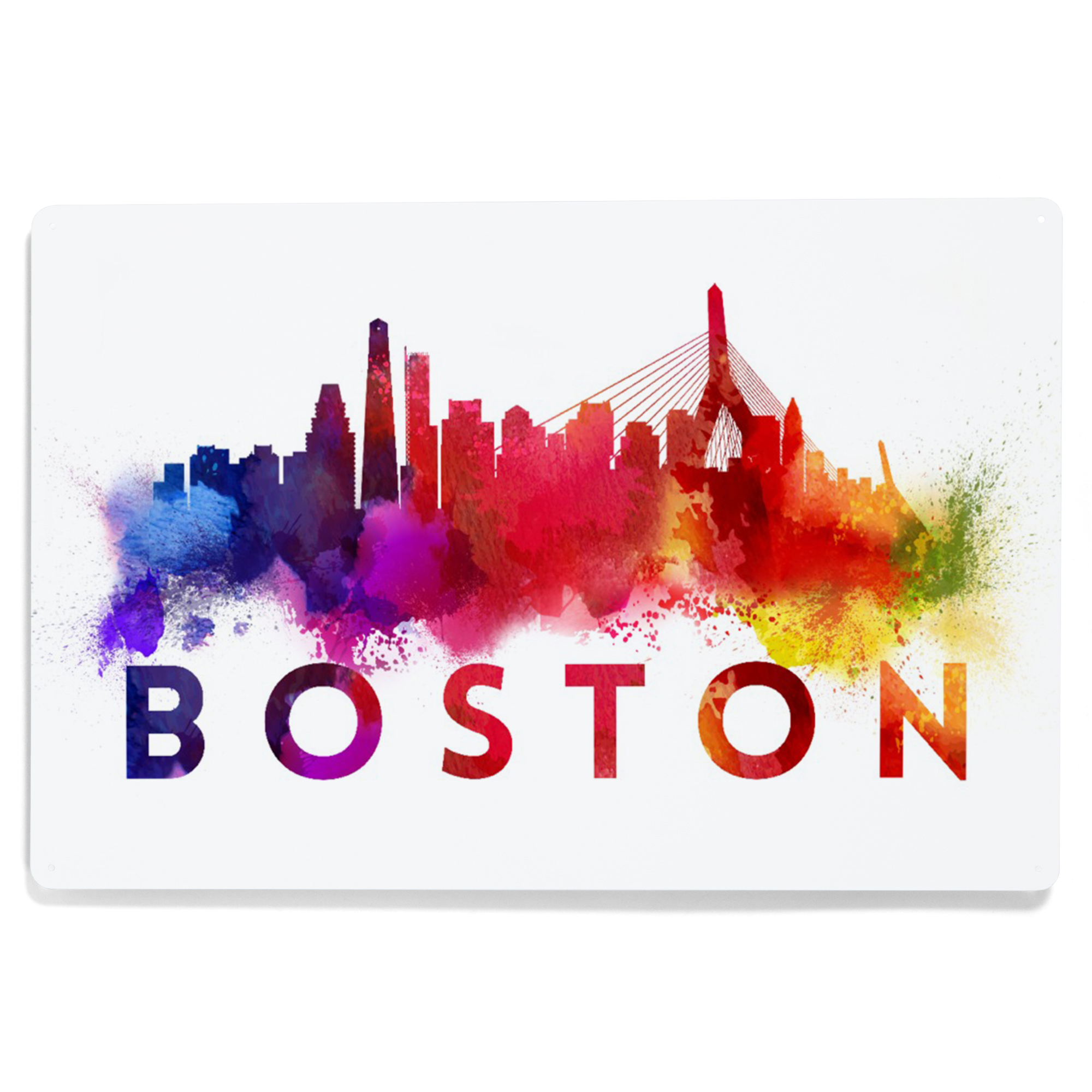 Boston, Massachusetts, Skyline Abstract, White Background (12x18 ...