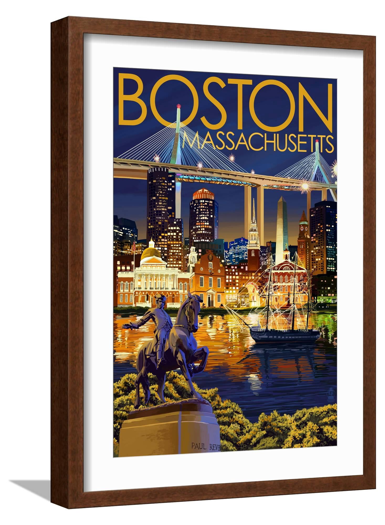 Art.com Boston, Massachusetts - Skyline at Night Art Print by Lantern ...
