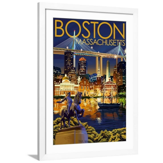 Art.com Boston, Massachusetts - Skyline at Night Art Print by Lantern ...