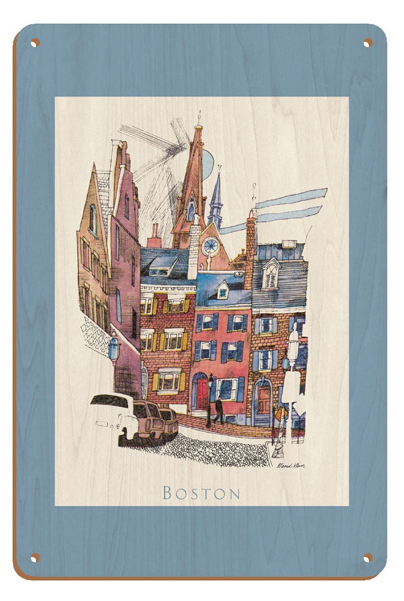 Boston Massachusetts - Vintage Airline Travel Poster by David Klein c ...