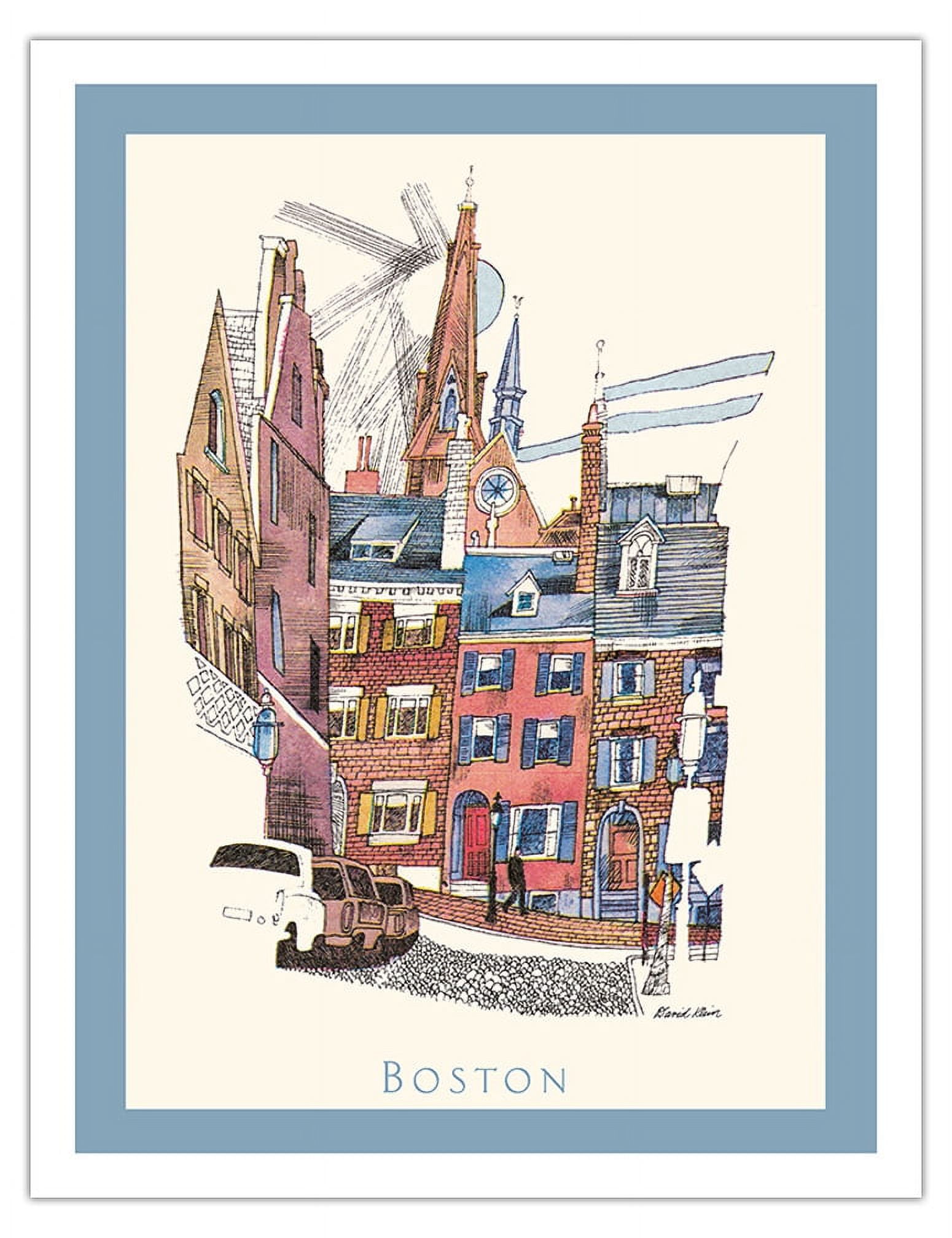 Boston Massachusetts - Vintage Airline Travel Poster by David Klein c ...