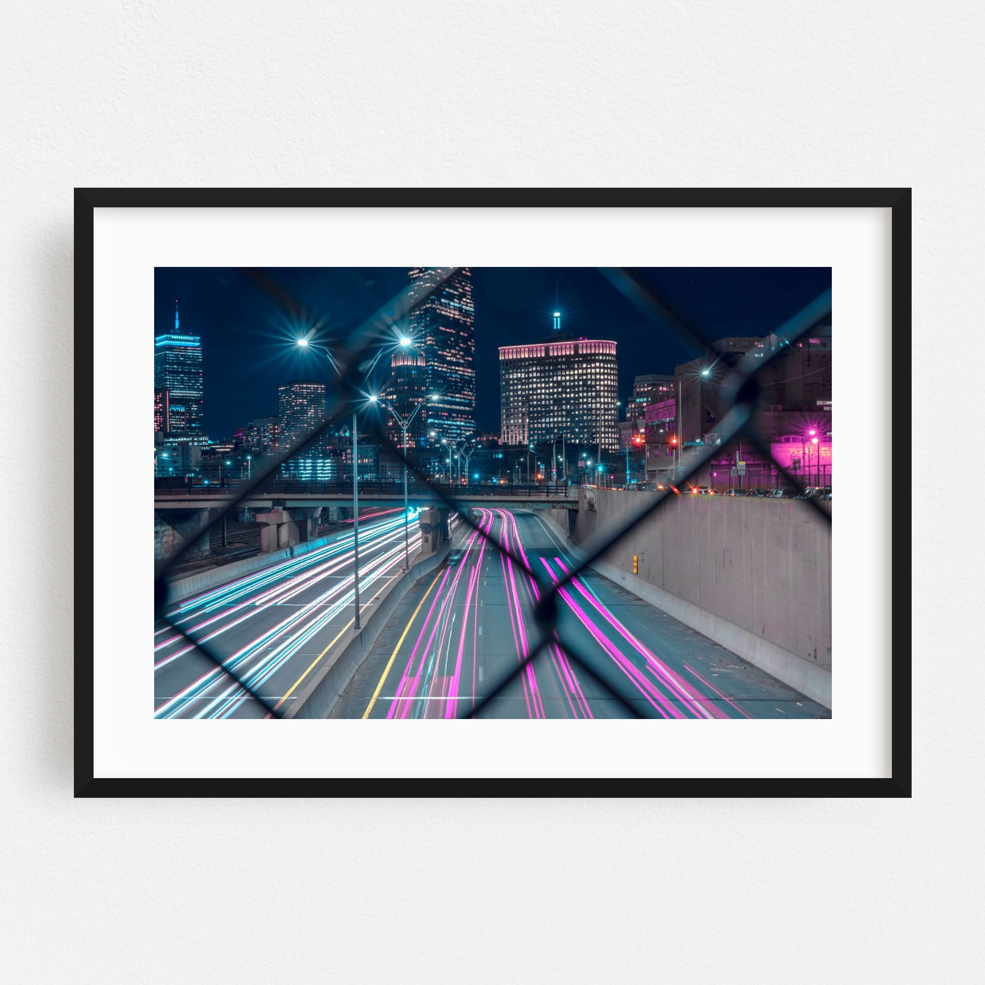 Boston Night Cityscape with Light Trails - Boston Massachusetts ...