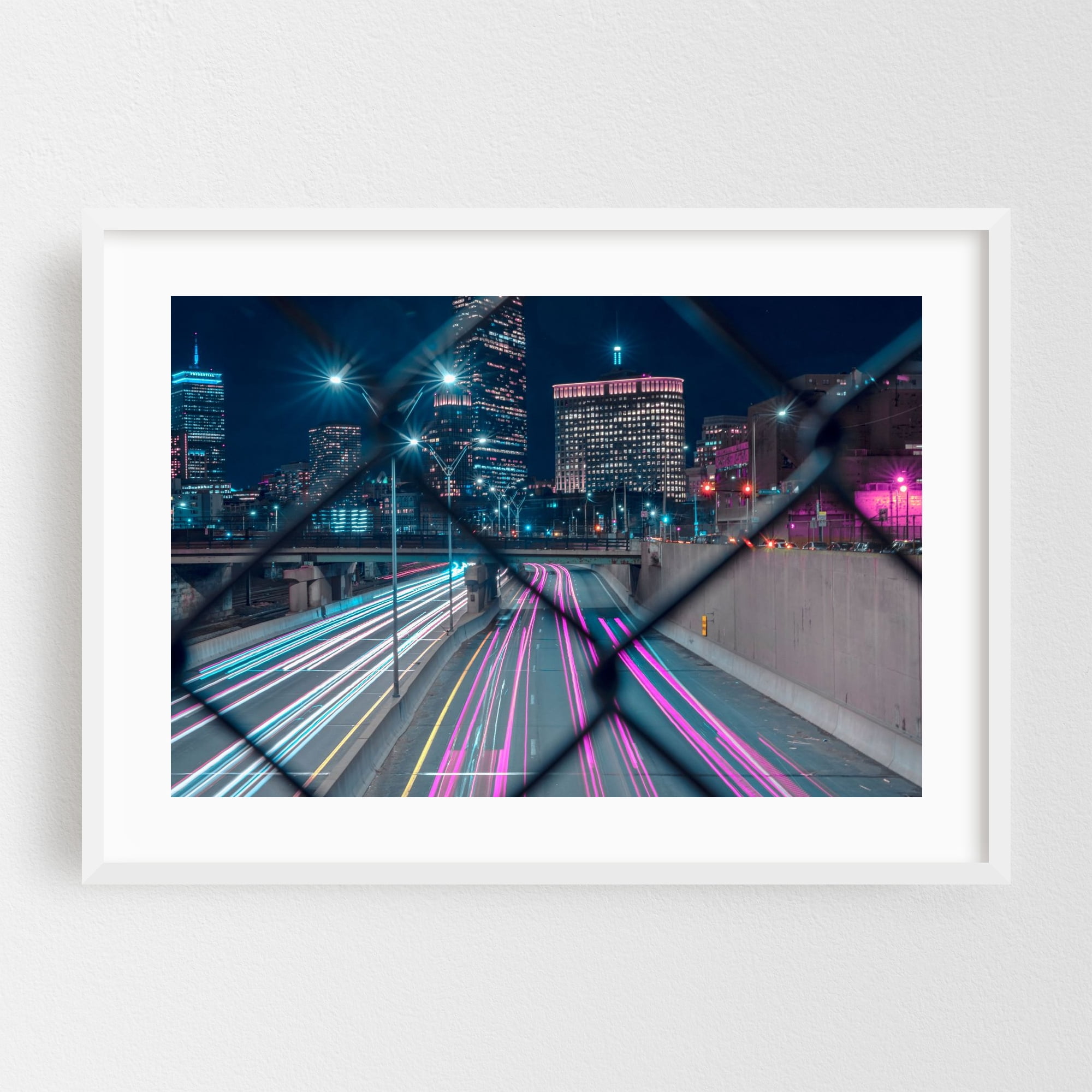 Boston Night Cityscape with Light Trails - Boston Massachusetts ...