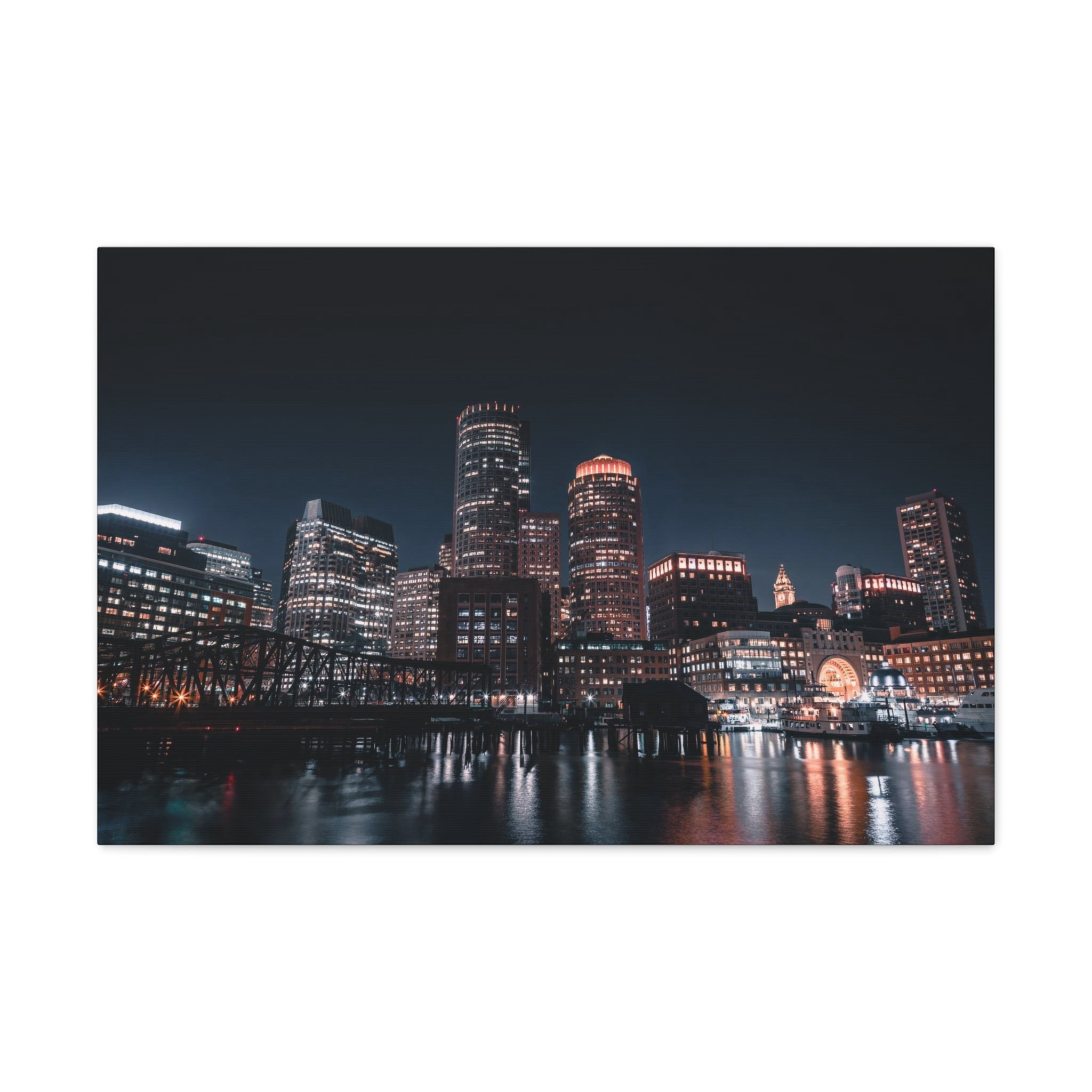 Boston Night Skyline Canvas Artwork Breathtaking Stunning Cityscape for ...