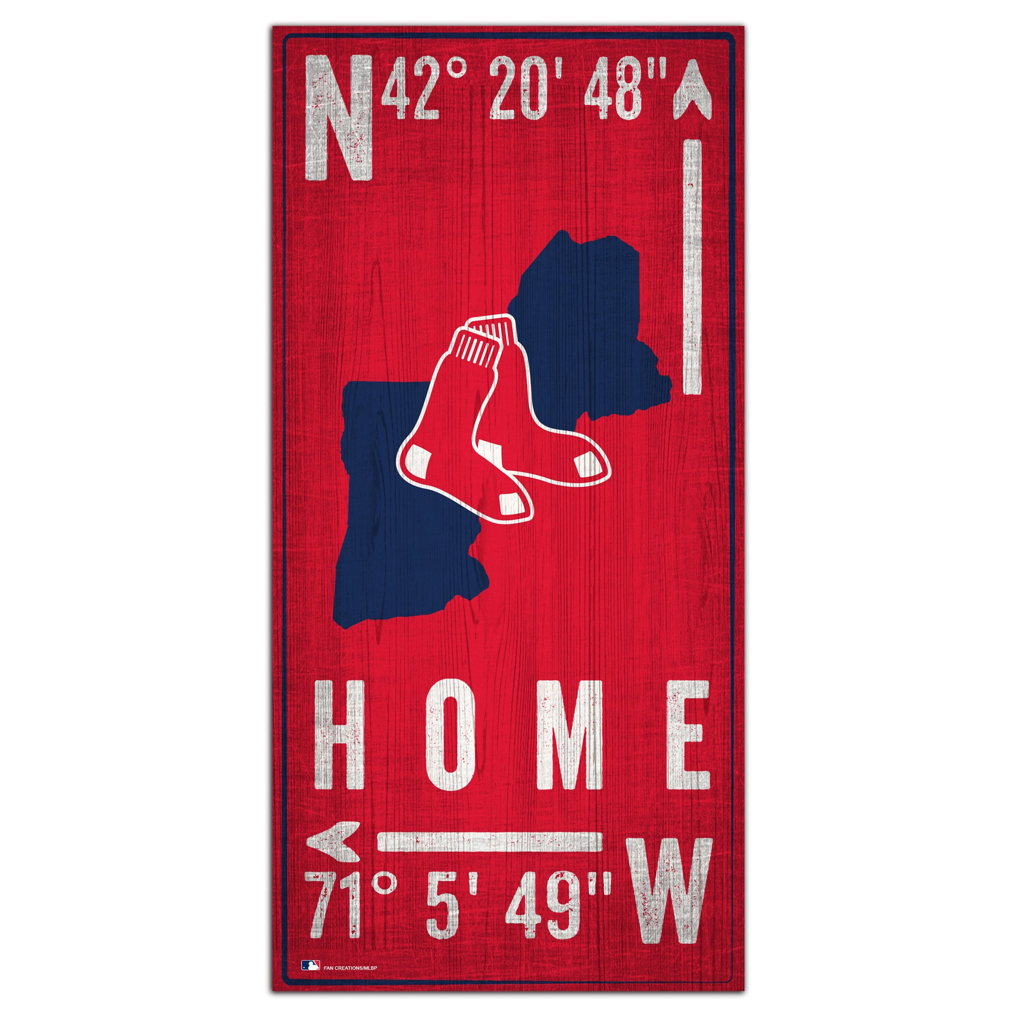 Boston Red Sox 6'' x 12'' Team Coordinate Sign - Walmart.com