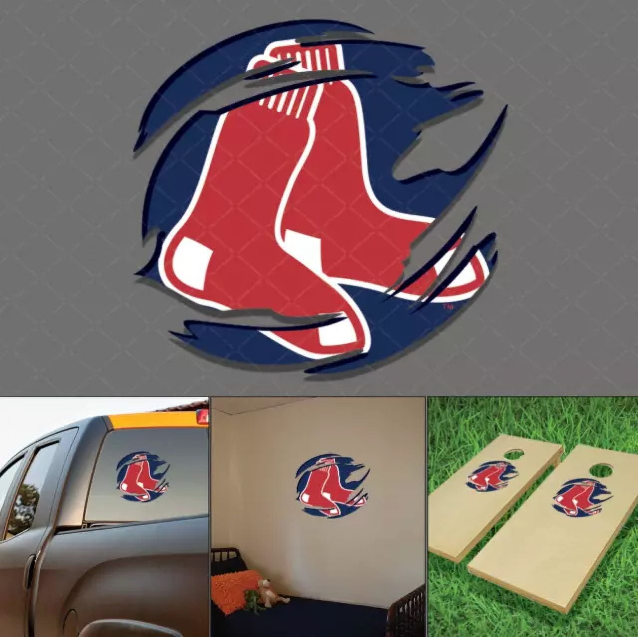 Boston Red Sox Distressed Scratched Decal, Torn Ripped Tattered Sticker ...