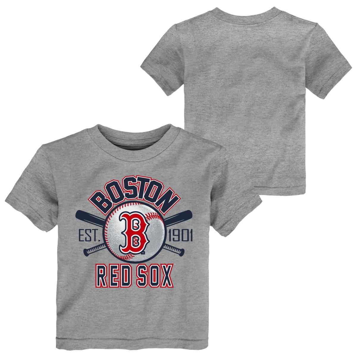 Boston Red Sox Toddler Grey Color Cotton Short Sleeve Tee Cross-Bats ...