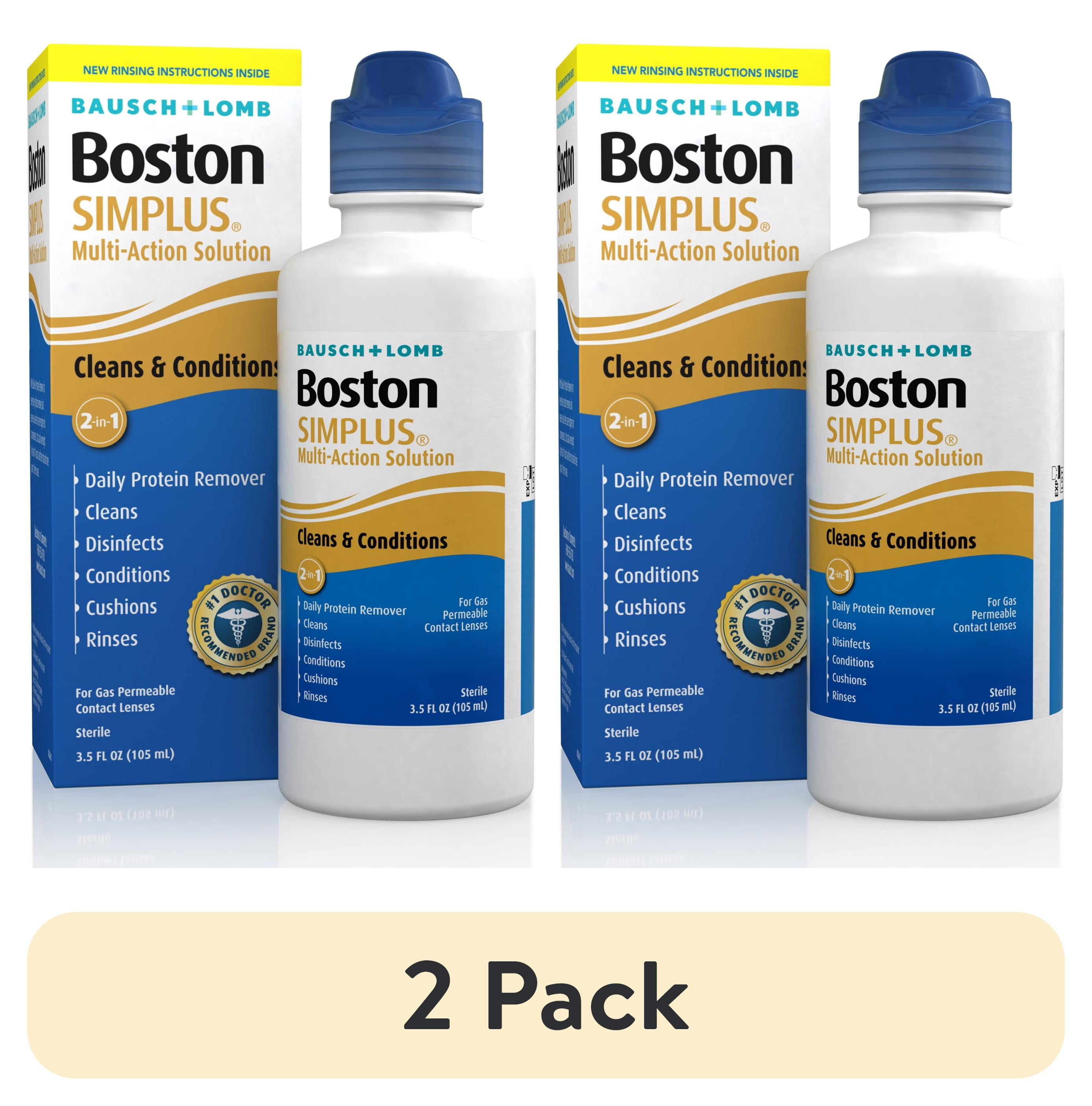 (2 pack) Boston SIMPLUS Multi-Action Contact Lens Solution for Rigid ...