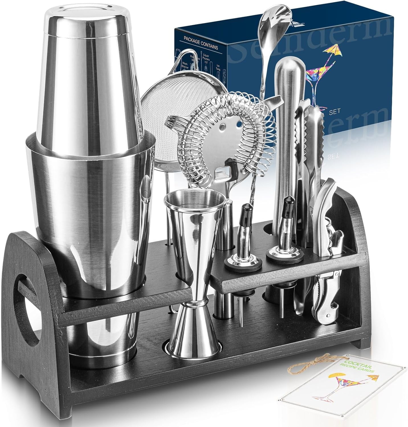 Boston Shaker Set, Weighted Cocktail Shaker & Mixology Bartender Kit ...