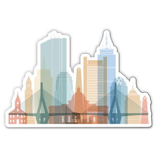 Boston Skyline - 5" Vinyl Sticker - For Car Laptop I-Pad - Waterproof ...