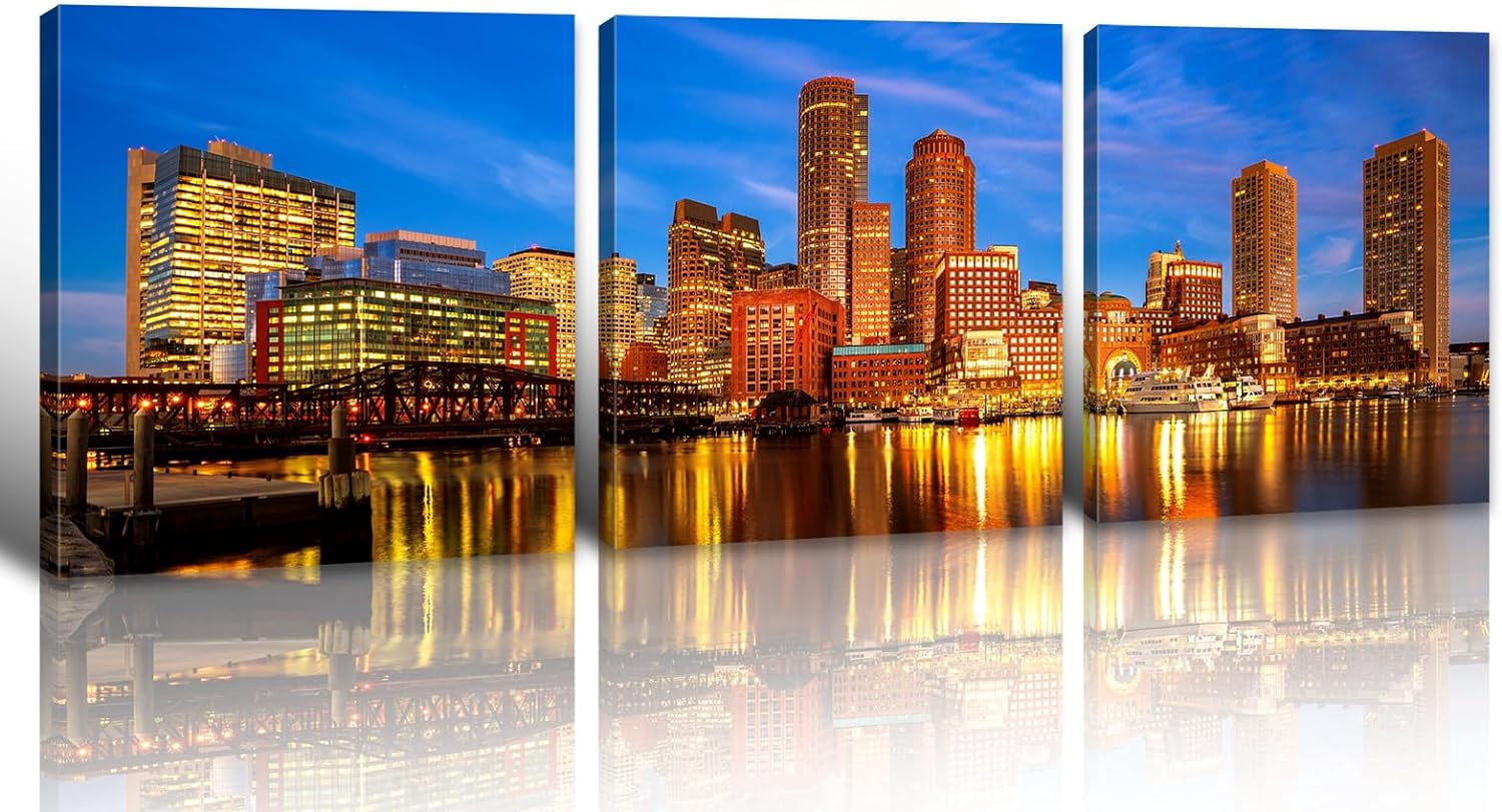 Boston Skyline Canvas Wall Art - American City Boston Skyscrapers ...
