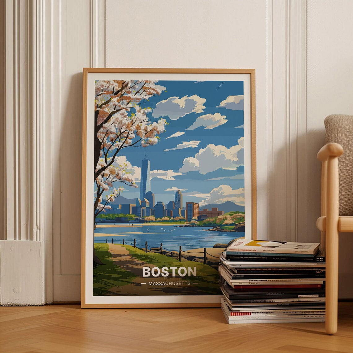 Boston Skyline Poster, Travel-Inspired Wall Art, Massachusetts ...