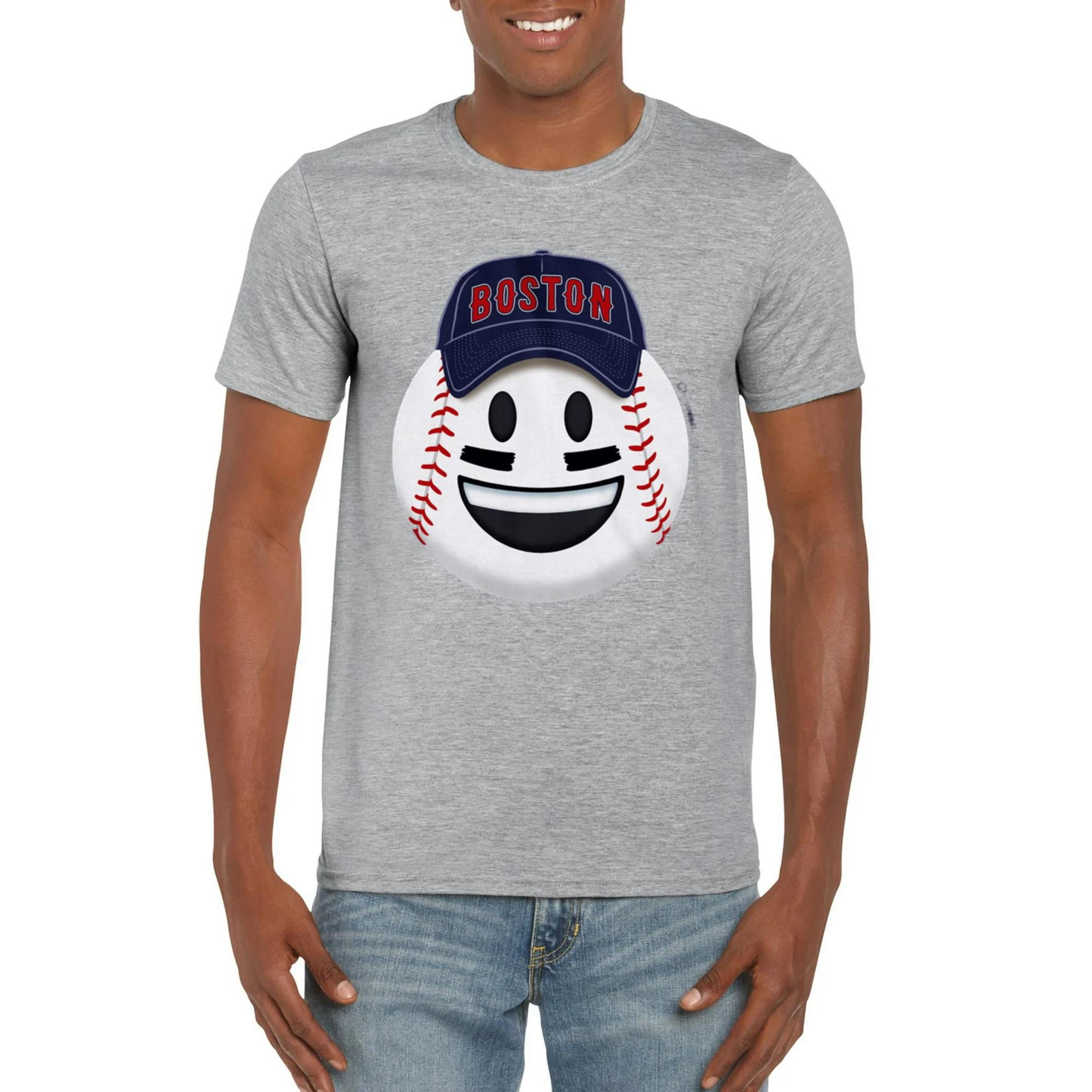 Boston Smiley Baseball Face Happy Sports Fan Emotion Graphic T-Shirt ...