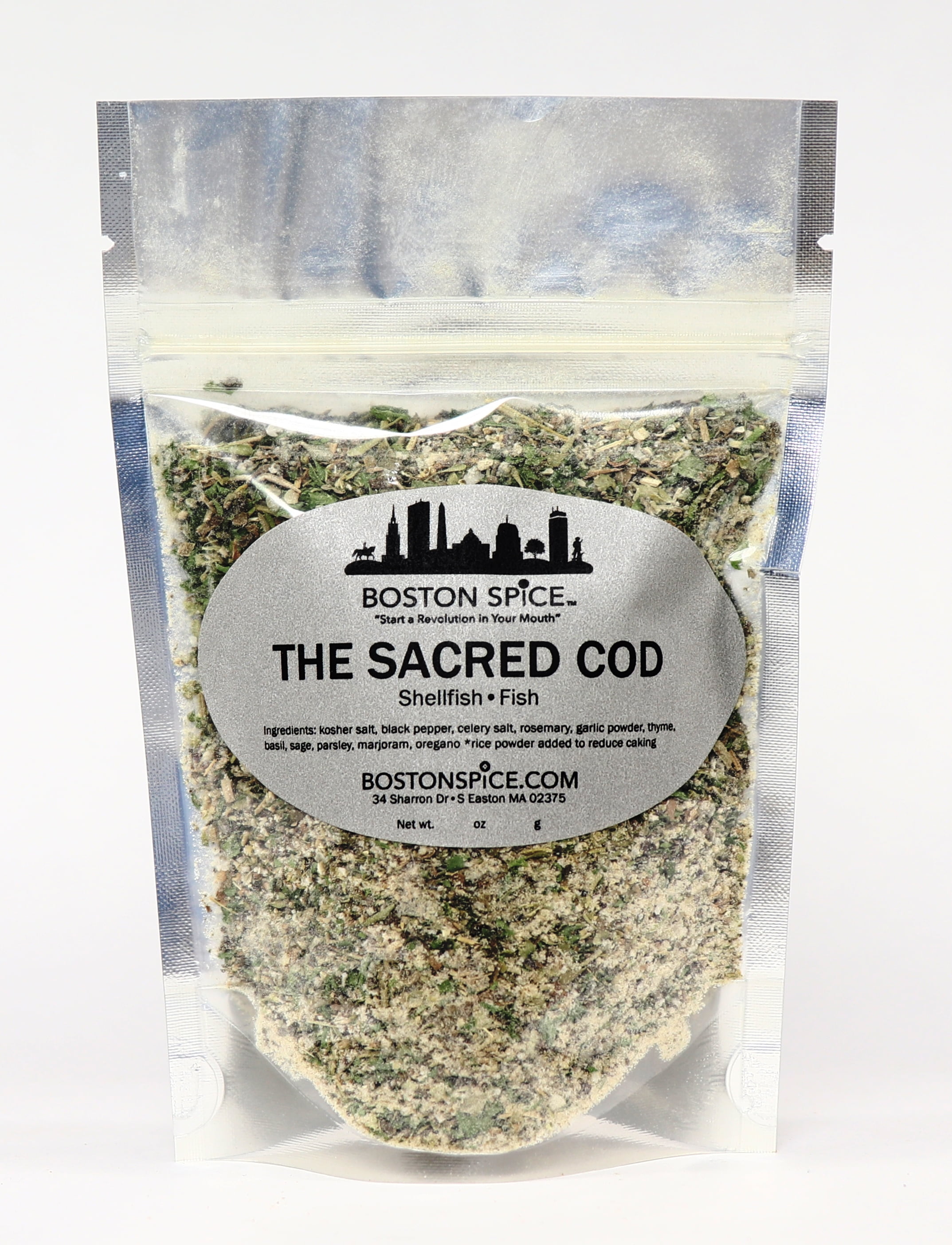 Boston Spice The Sacred Cod Handmade Gourmet Seafood Shrimp Scallops ...