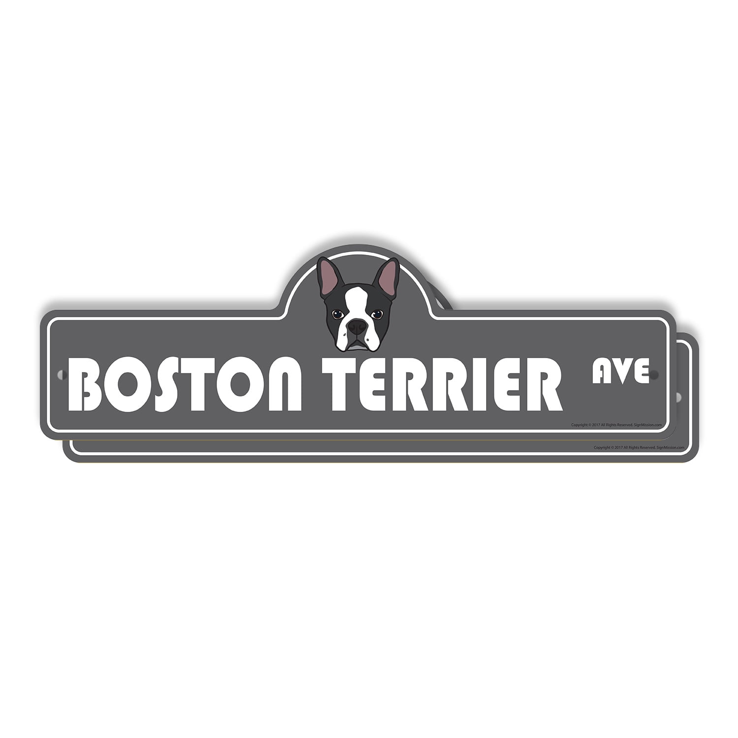 Boston Terrier (2 Pack) Plastic Street Sign - 7 Inch X 20 Inch Gift Dog ...