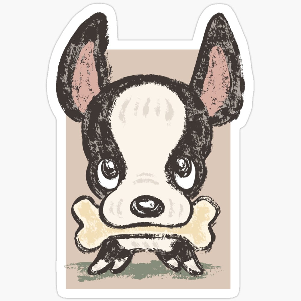 Boston Terrier And Bone Sticker Phone Decal Water Bottle Stickers Car ...