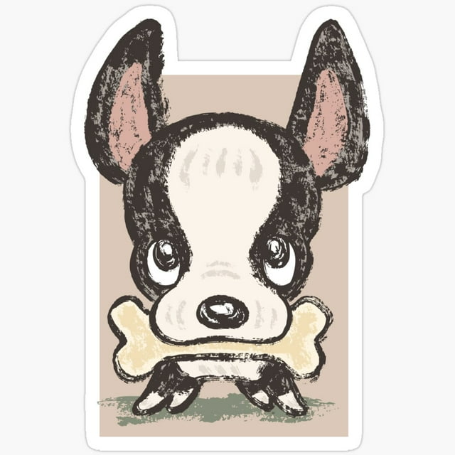 Boston Terrier And Bone Sticker Phone Decal Water Bottle Stickers Car ...