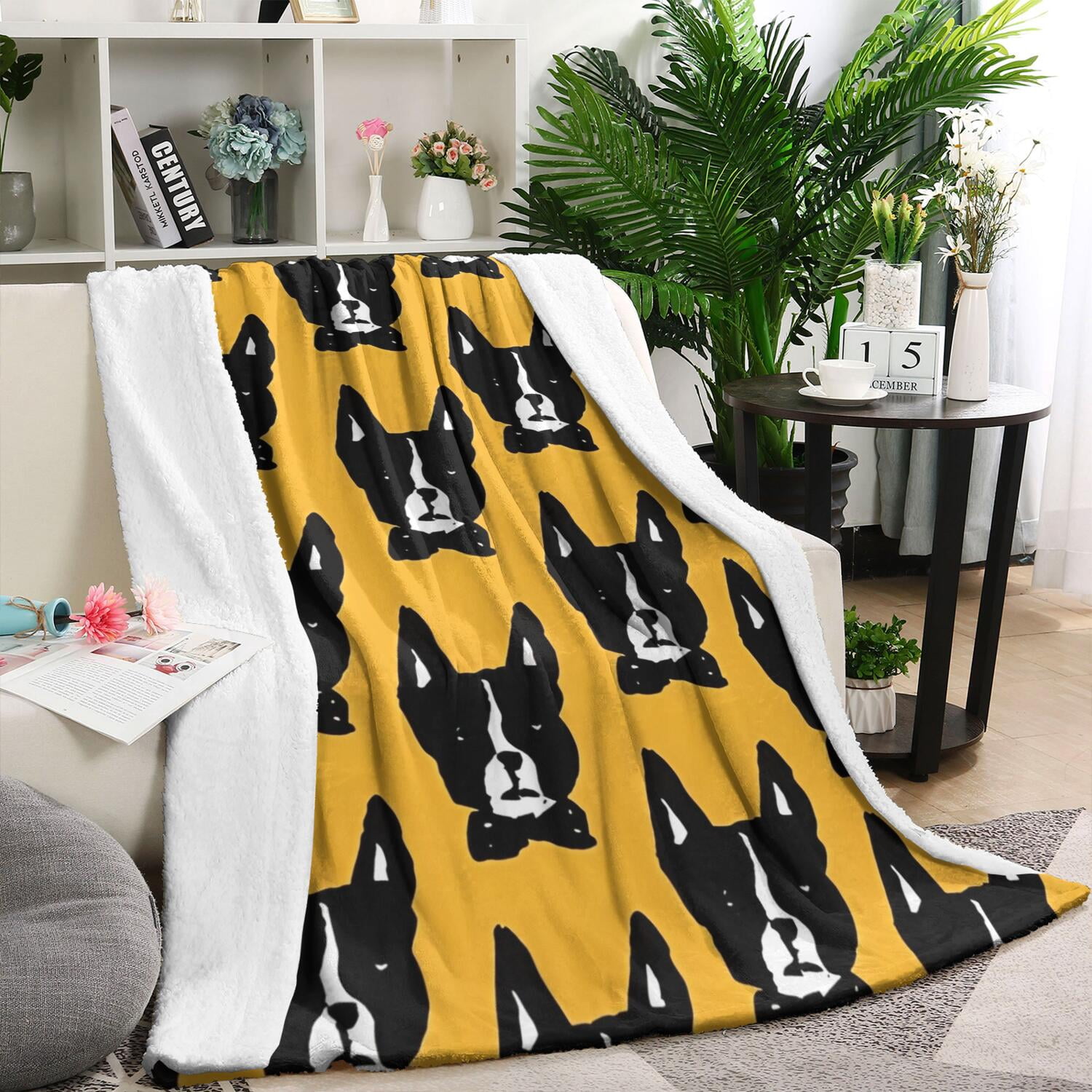 Boston Terrier Blanket,Comfortable Soft Lamb Wool Throw Blanket,All ...