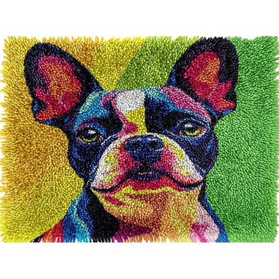 Boston Terrier Colorful Latch Hook Rug kits Pre-printed Crochet Yarn ...