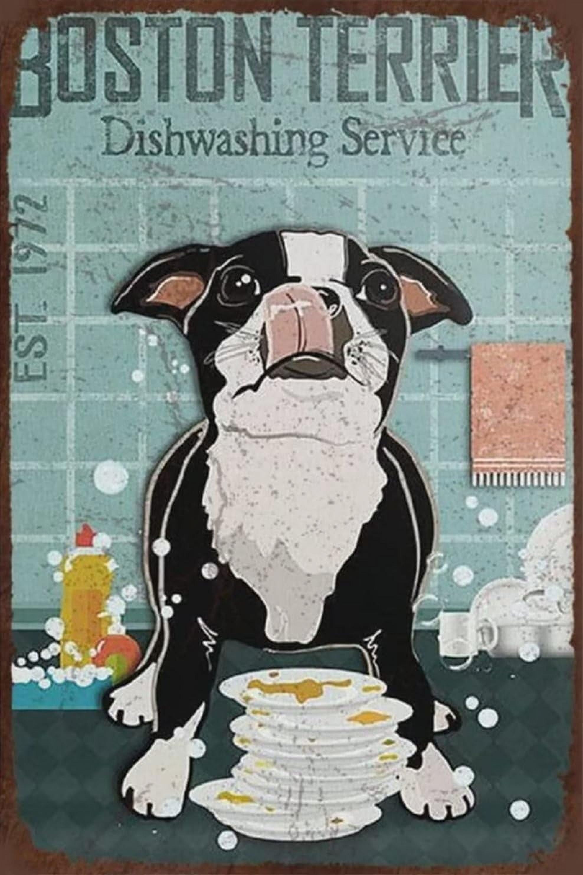 Boston Terrier Diamond Art Kits For Adults,Dog Dishwashing Service 5D ...