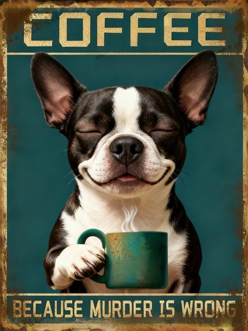 Boston Terrier Diamond Art Painting Kits for Adults 5D Coffee Because ...