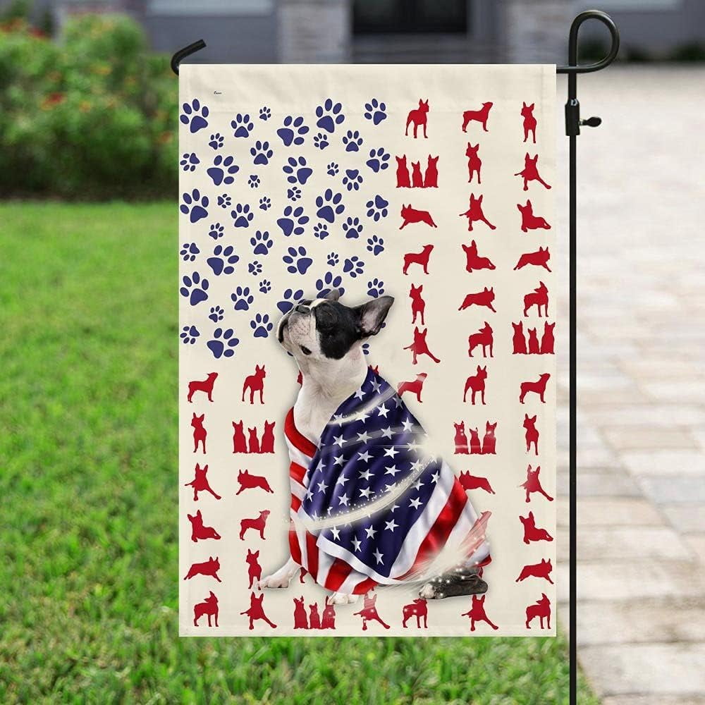 Boston Terrier Dog American Flag Dogs Flags House Garden Indoor Outdoor ...