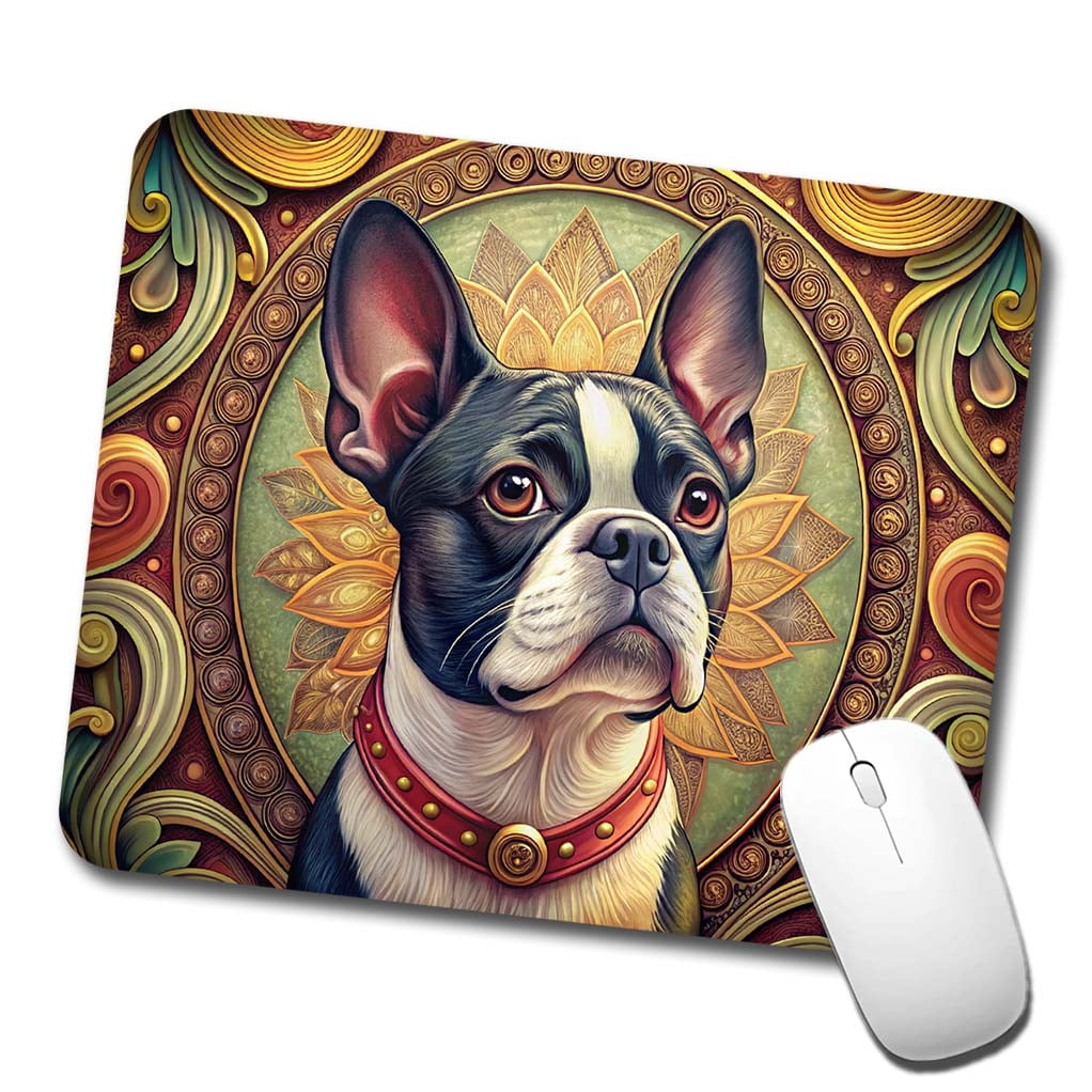 Boston Terrier Dog Art Nouveau Mouse Pad Low Profile Gaming Mat ...
