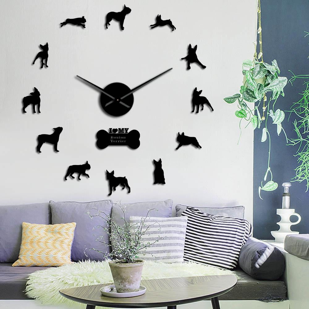 Boston Terrier Dog Breed Wall Art Home Decor Large Wall Clocks Boston ...