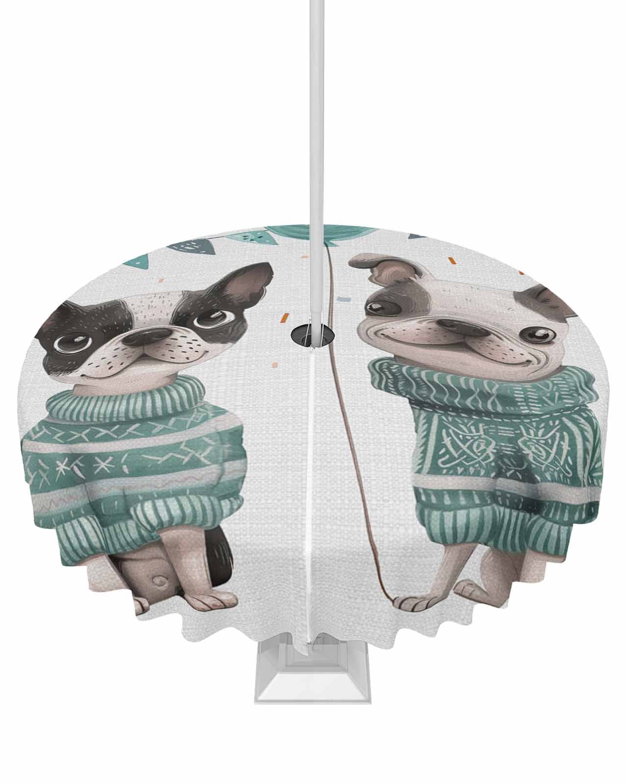 Boston Terrier Dog Cute Dogs Round Tablecloth with Zipper,Waterproof ...