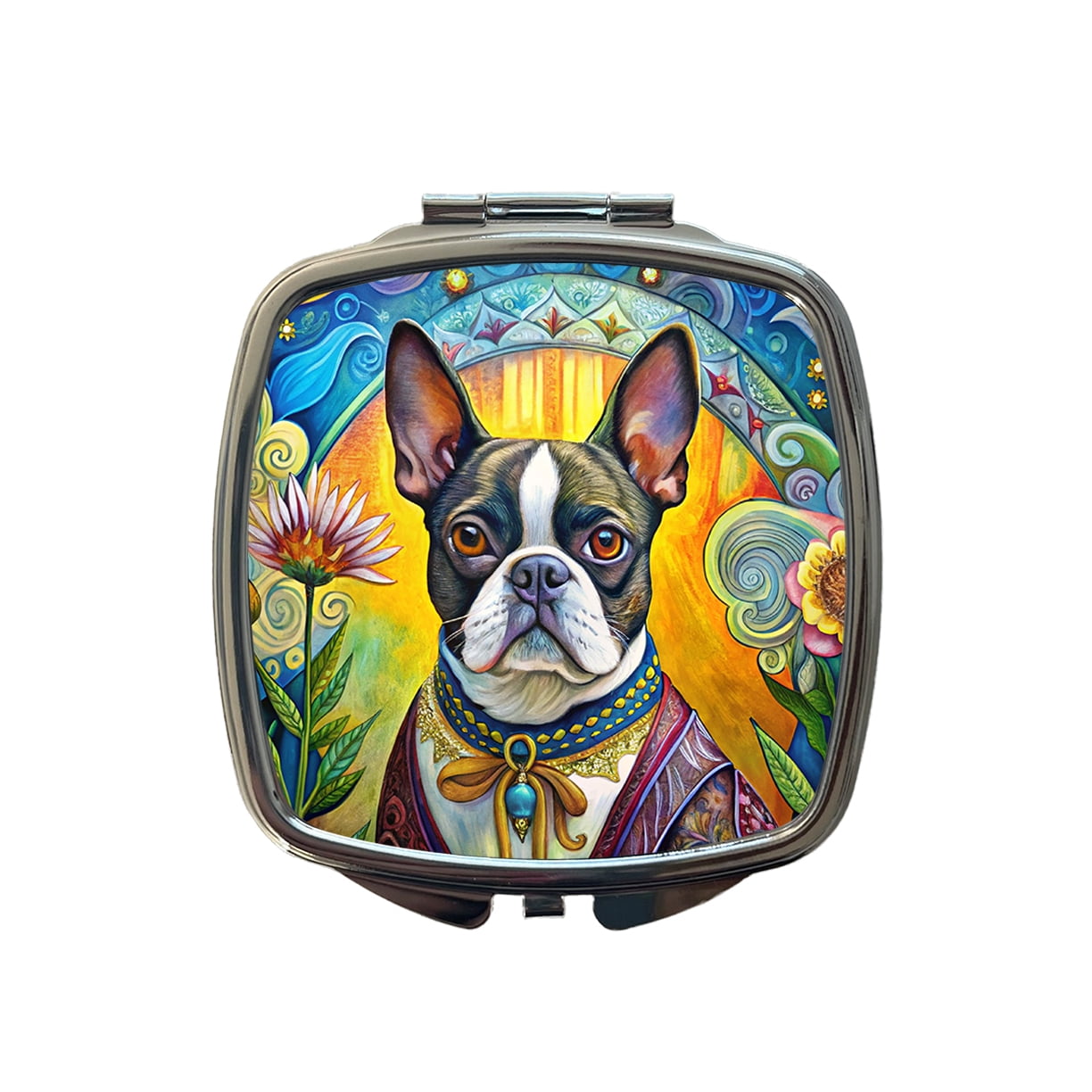 Boston Terrier Dog French Bohemian Art Travel Makeup Handbag Purse ...